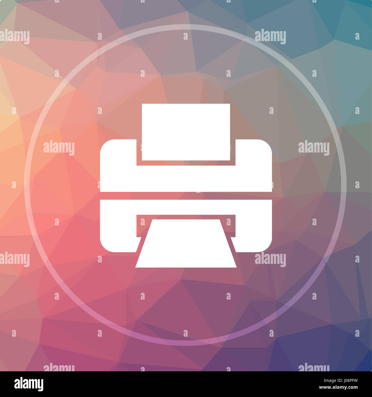 Printer icon. Printer website button on low poly background Stock Photo ...