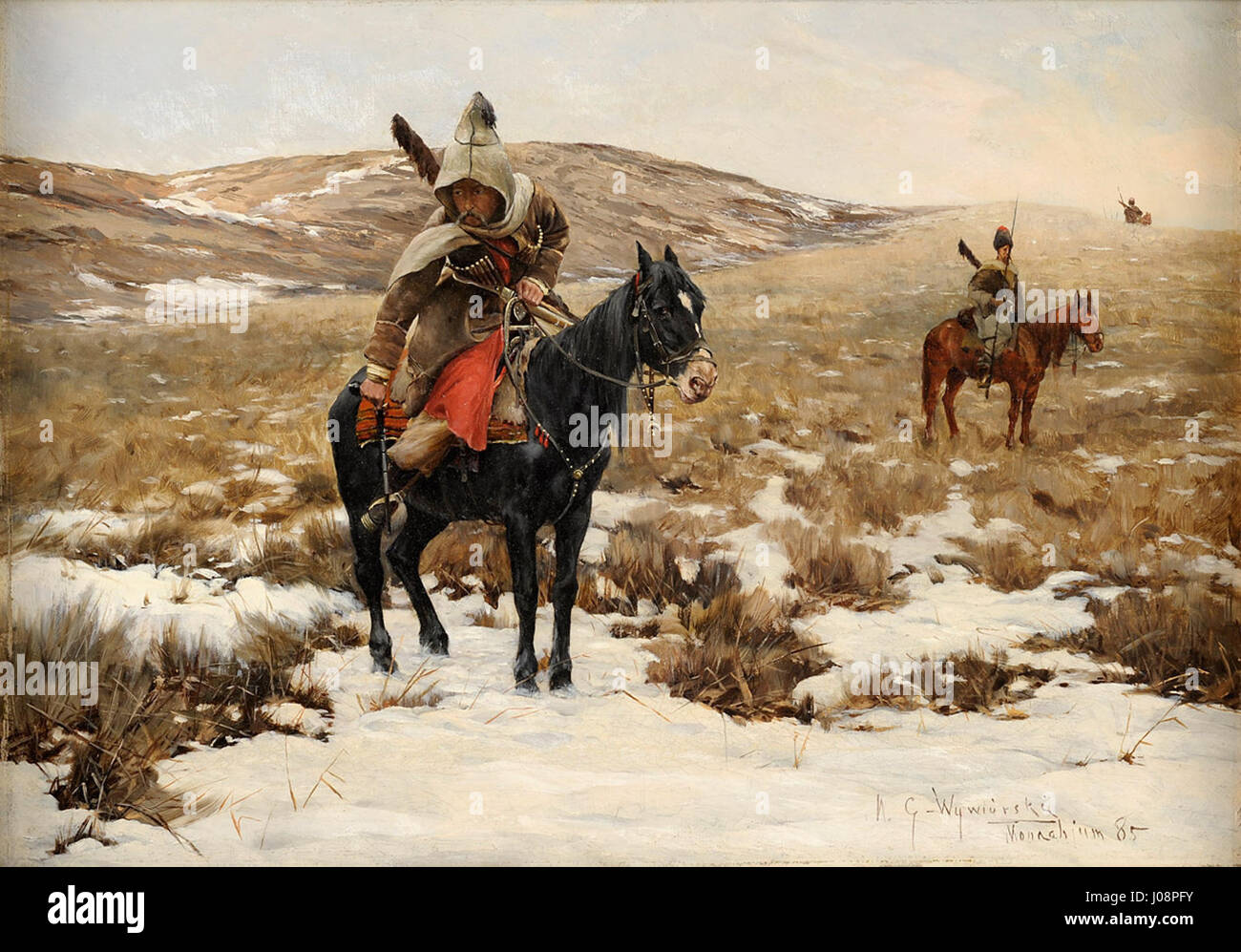 This piece by Michail Gorstkin Wywiorski depicts a group of Cossacks on ...
