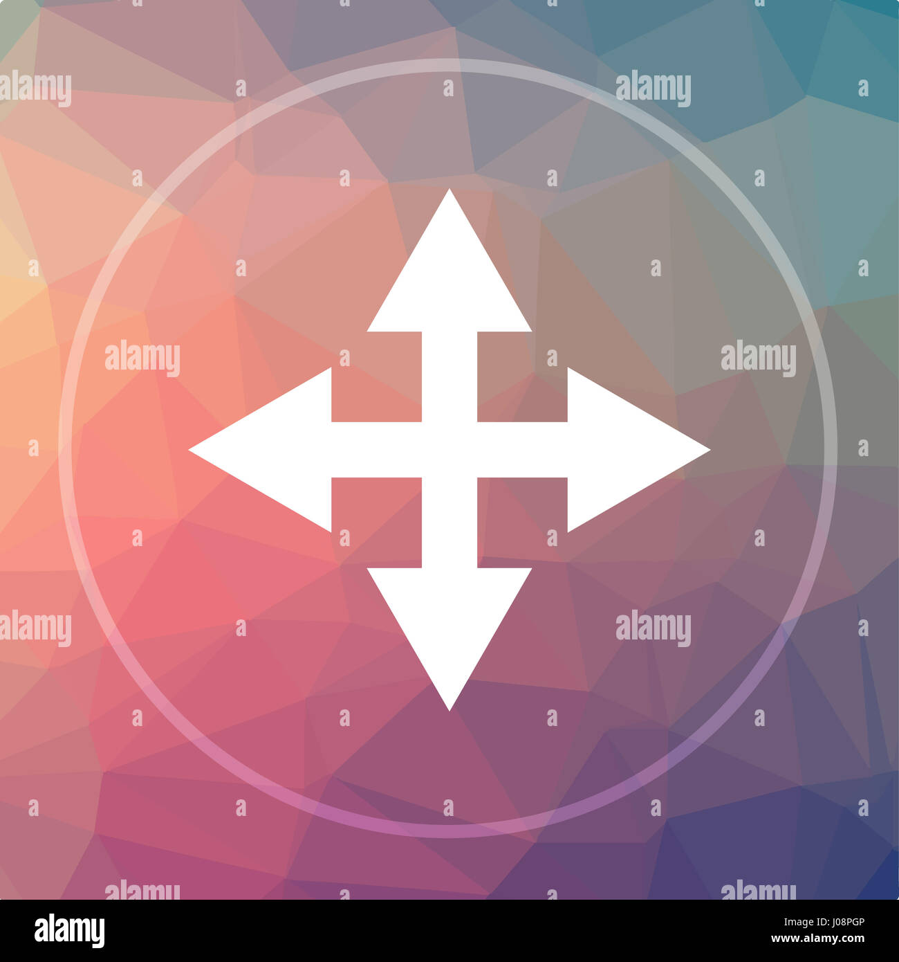 Full screen icon. Full screen website button on low poly background ...