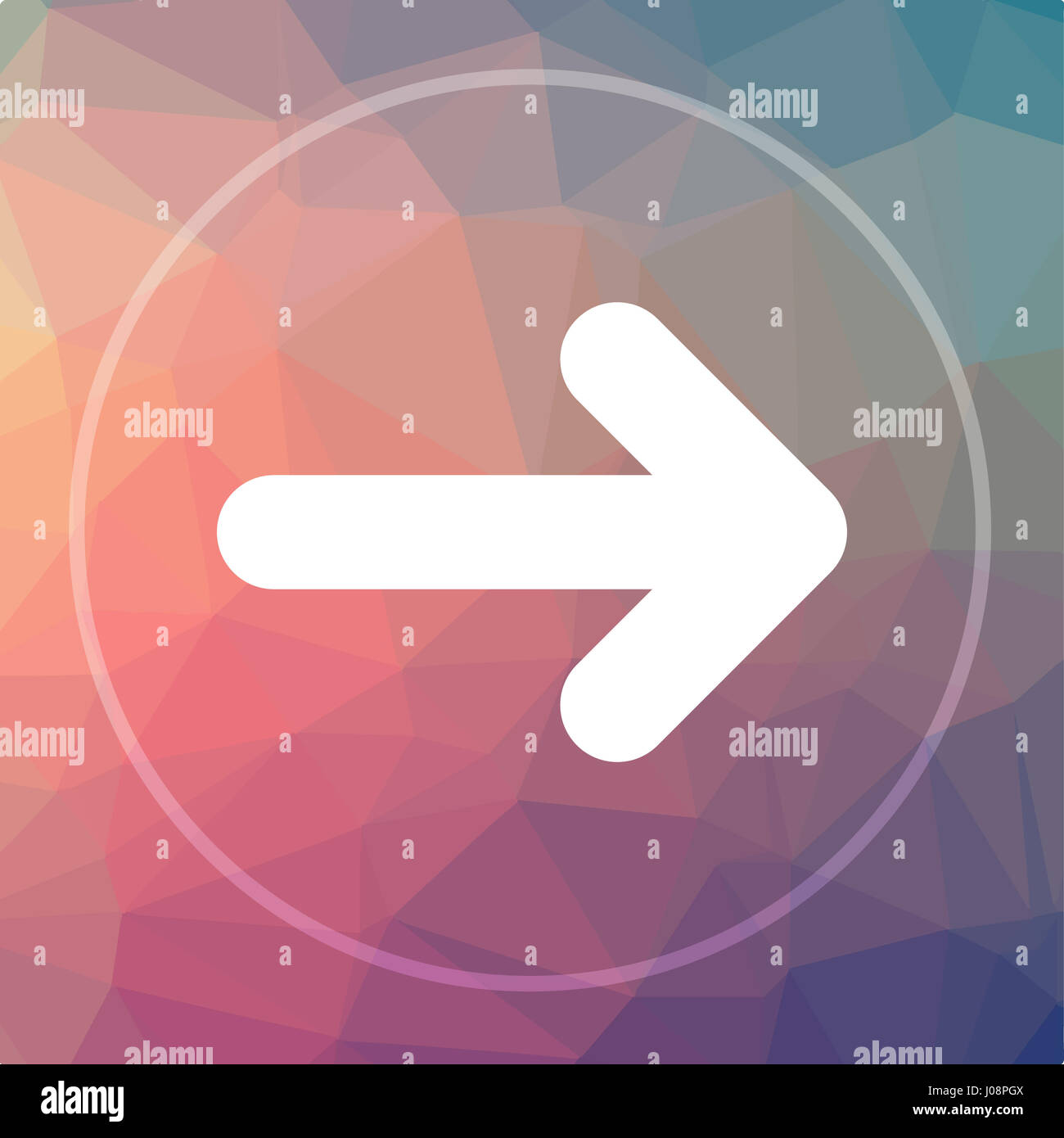 Right arrow icon. Right arrow website button on low poly background ...