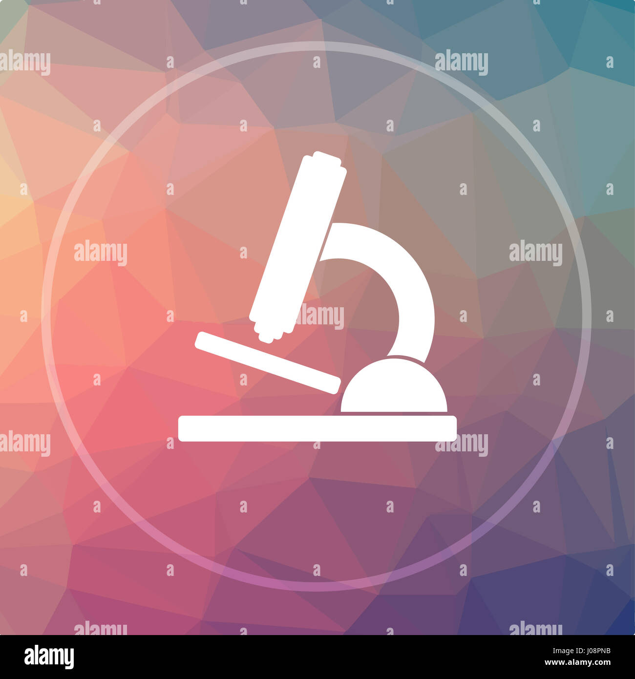 Microscope icon. Microscope website button on low poly background Stock ...