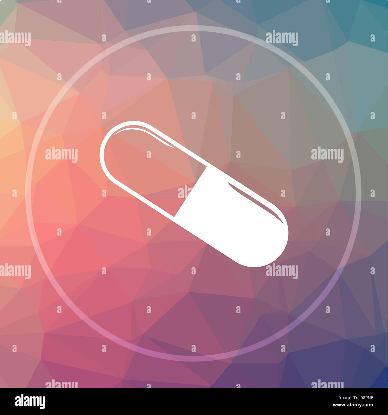 Pill icon. Pill website button on low poly background Stock Photo - Alamy