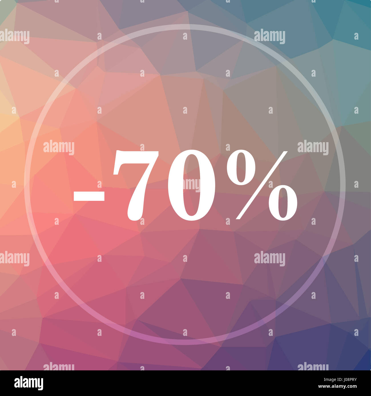 70 percent discount icon. 70 percent discount website button on low ...