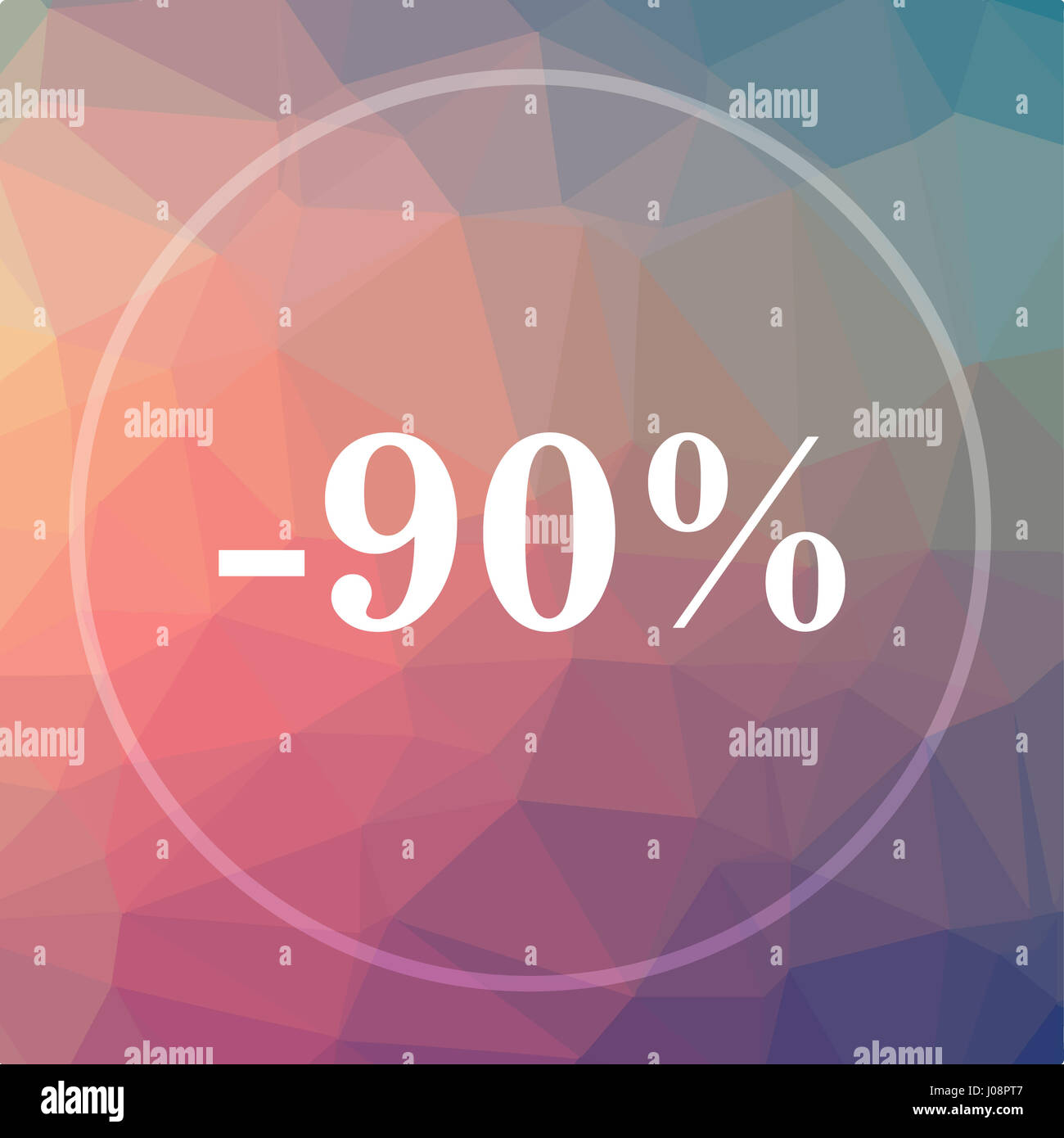 90 percent discount icon. 90 percent discount website button on low ...