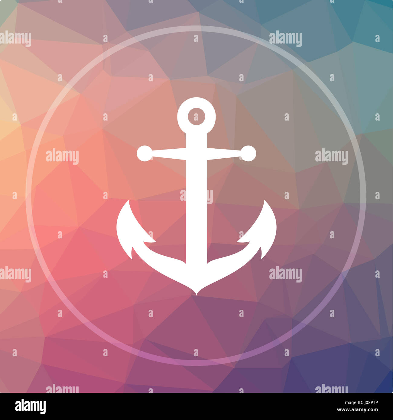 Anchor icon. Anchor website button on low poly background Stock Photo ...