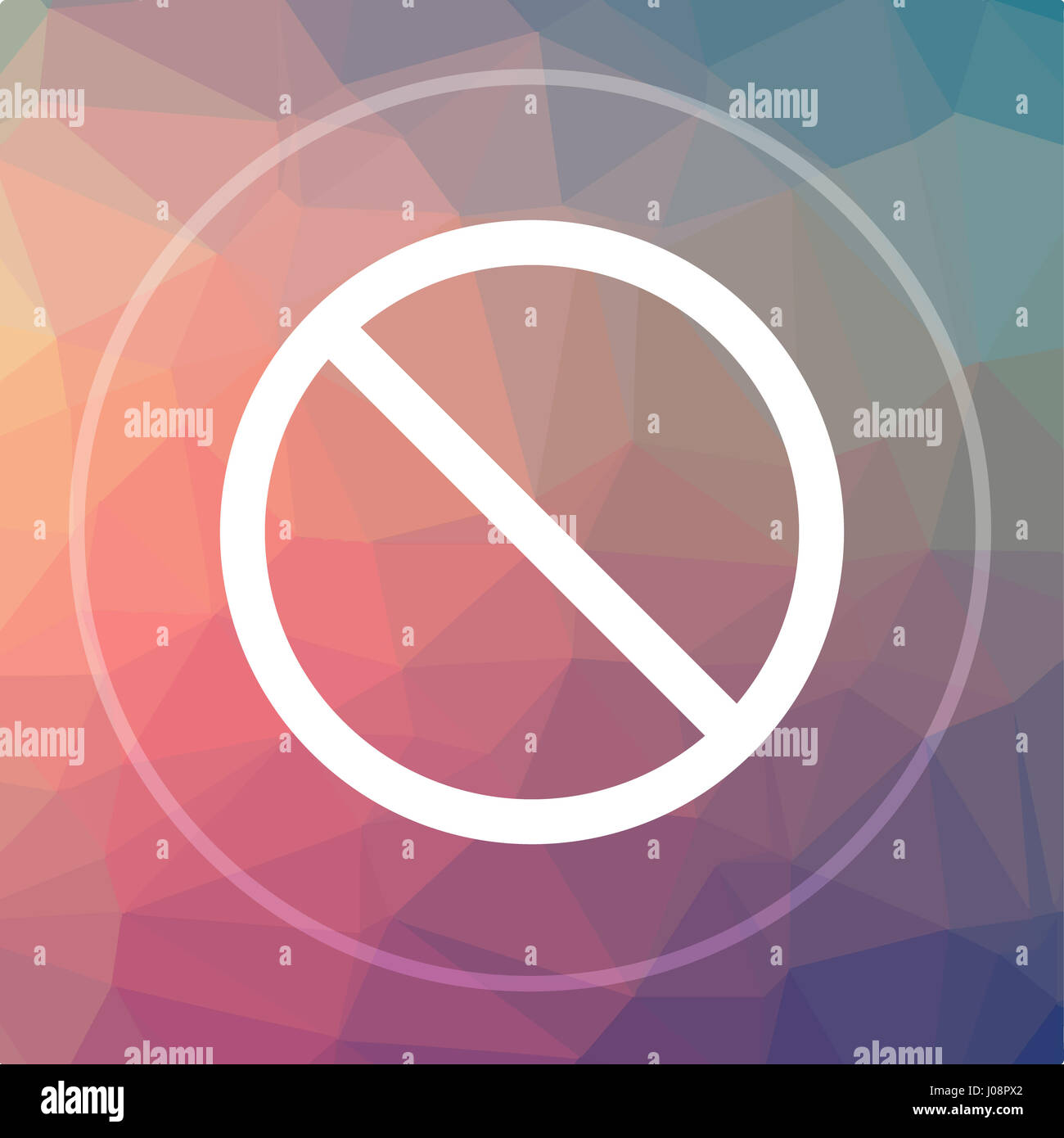 Forbidden icon. Forbidden website button on low poly background Stock ...