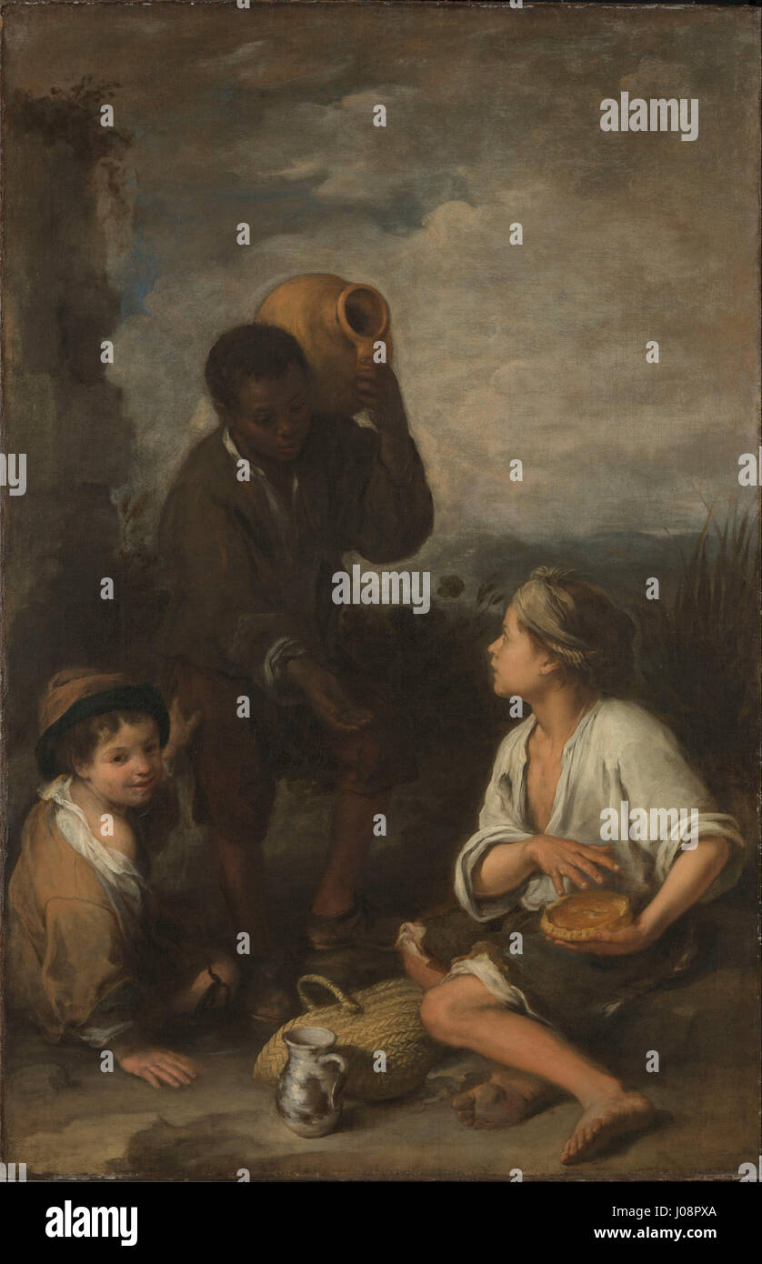 'Three Boys' by Bartolomé Estéban Murillo is a painting of three young ...