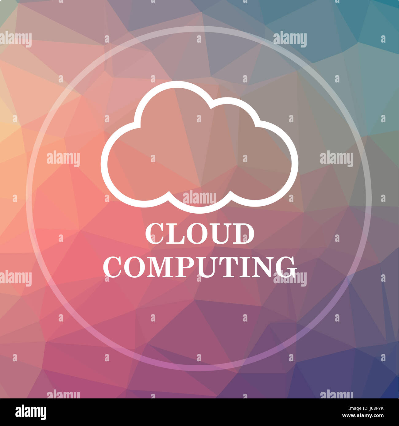 Cloud computing icon. Cloud computing website button on low poly background Stock Photo - Alamy