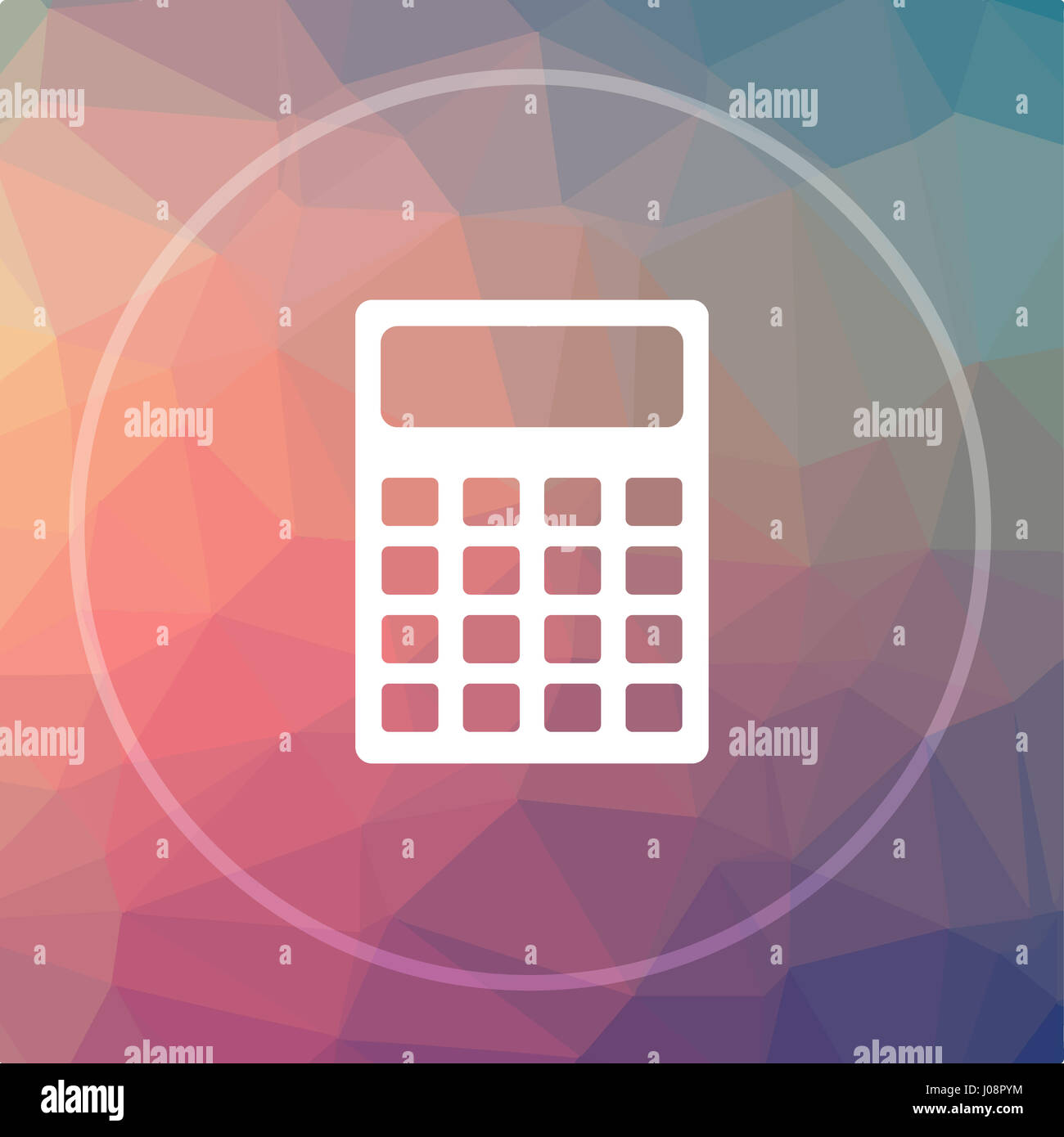 Calculator icon. Calculator website button on low poly background Stock ...