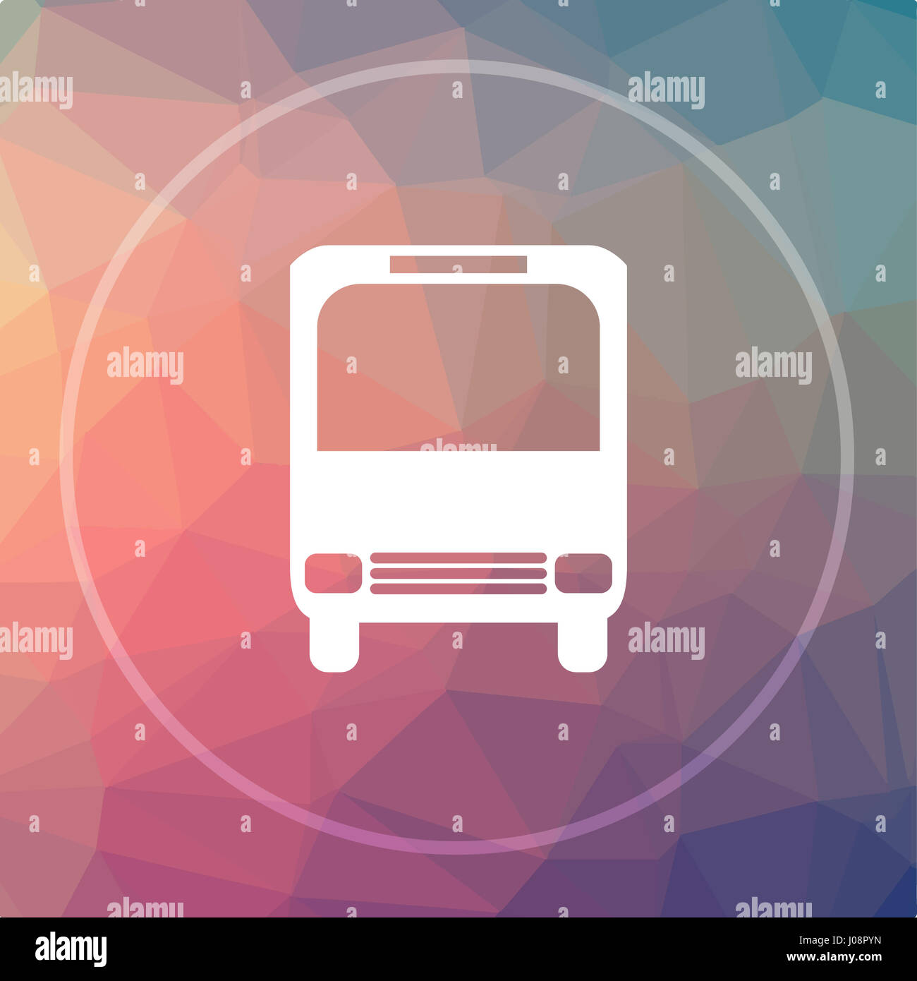 Bus icon. Bus website button on low poly background Stock Photo - Alamy