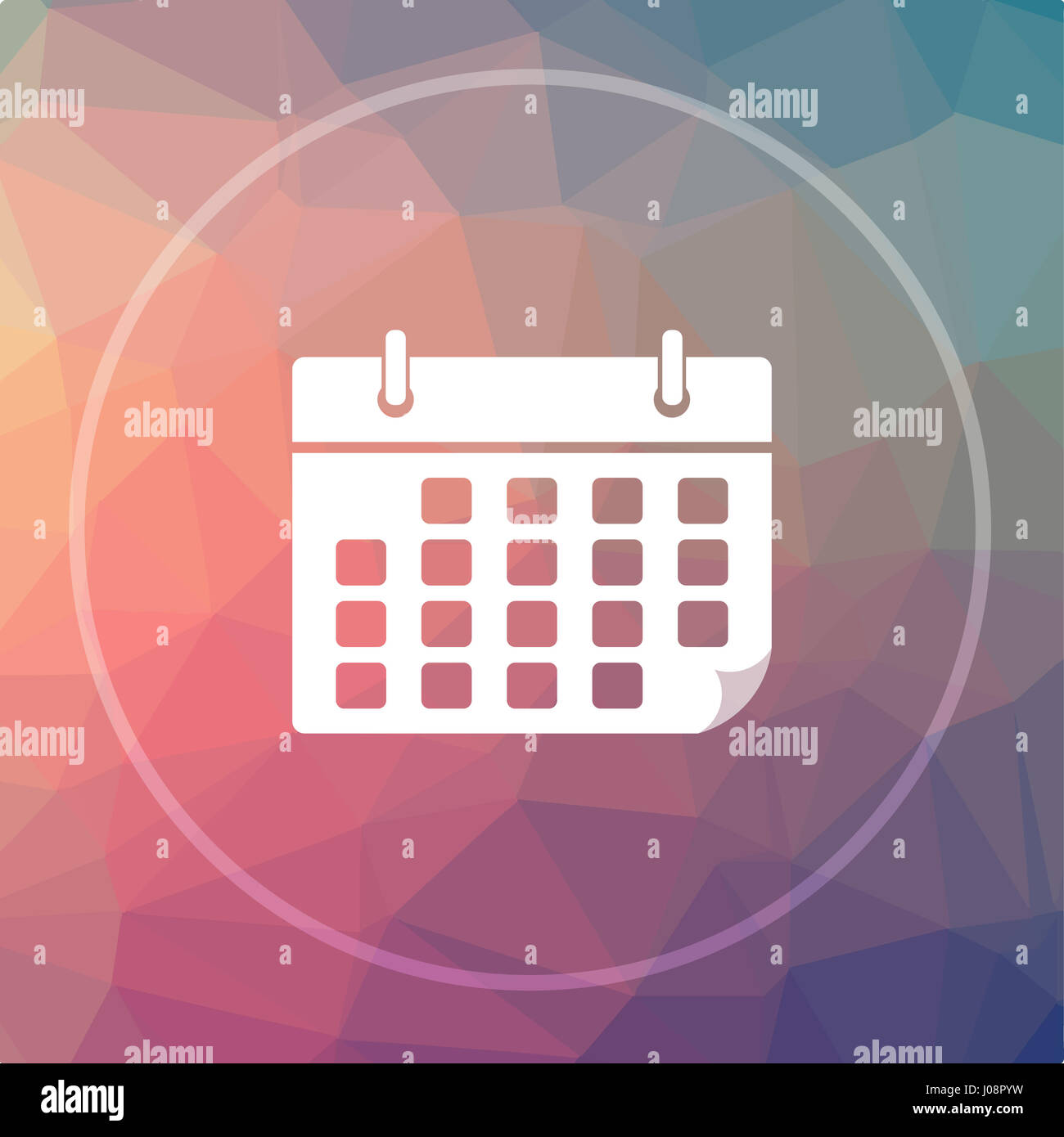 Calendar icon. Calendar website button on low poly background Stock ...