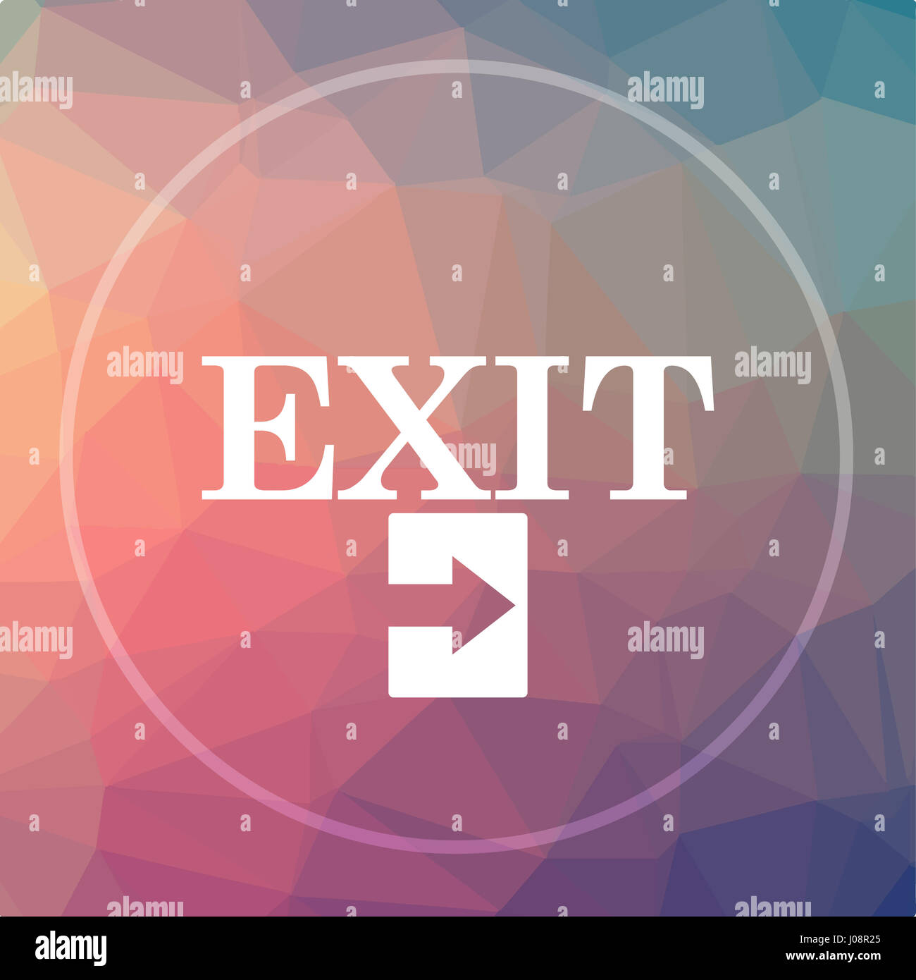 Exit icon. Exit website button on low poly background Stock Photo - Alamy