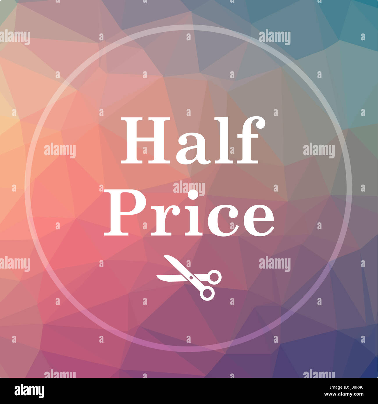 Half price icon. Half price website button on low poly background Stock ...