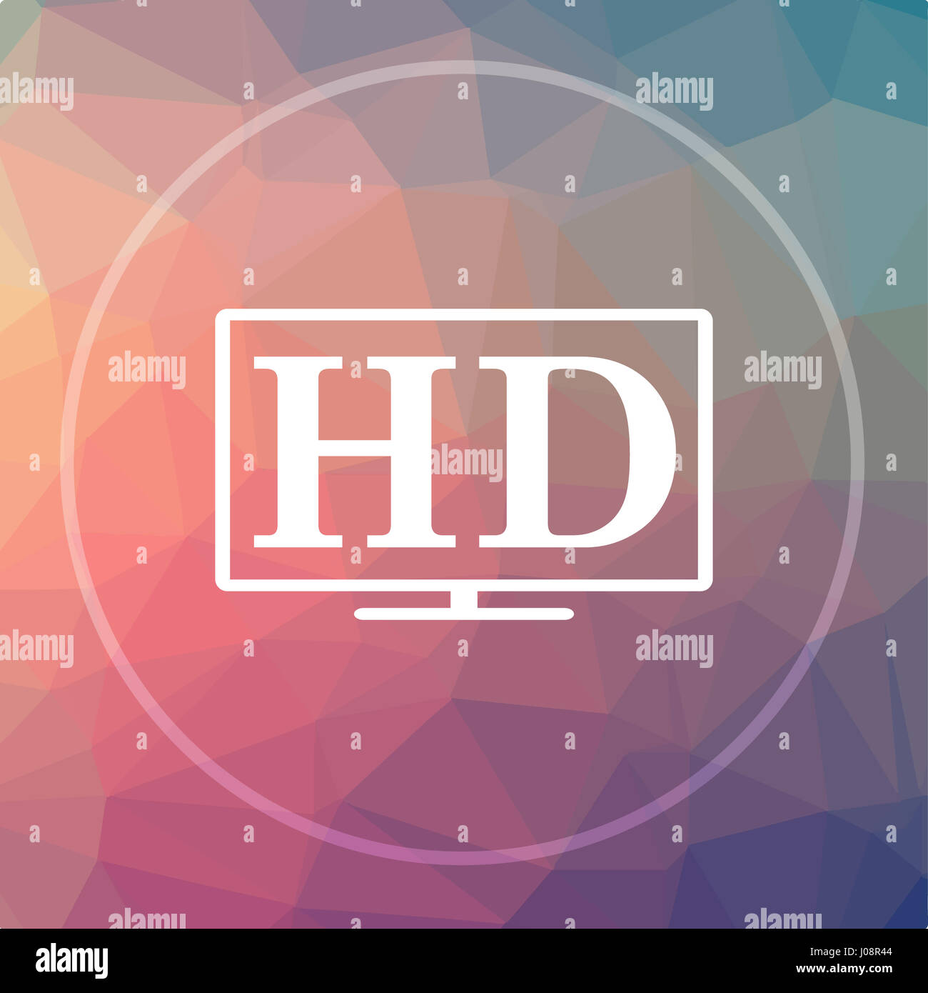 HD TV icon. HD TV website button on low poly background Stock Photo - Alamy