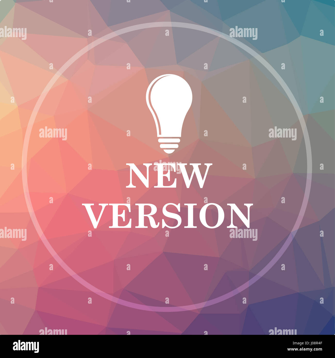 New version icon. New version website button on low poly background ...