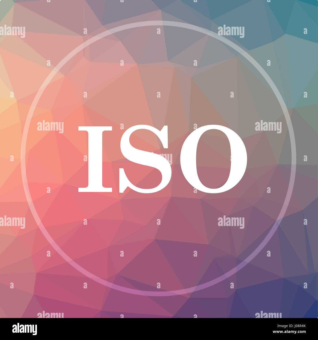 ISO icon. ISO website button on low poly background Stock Photo - Alamy