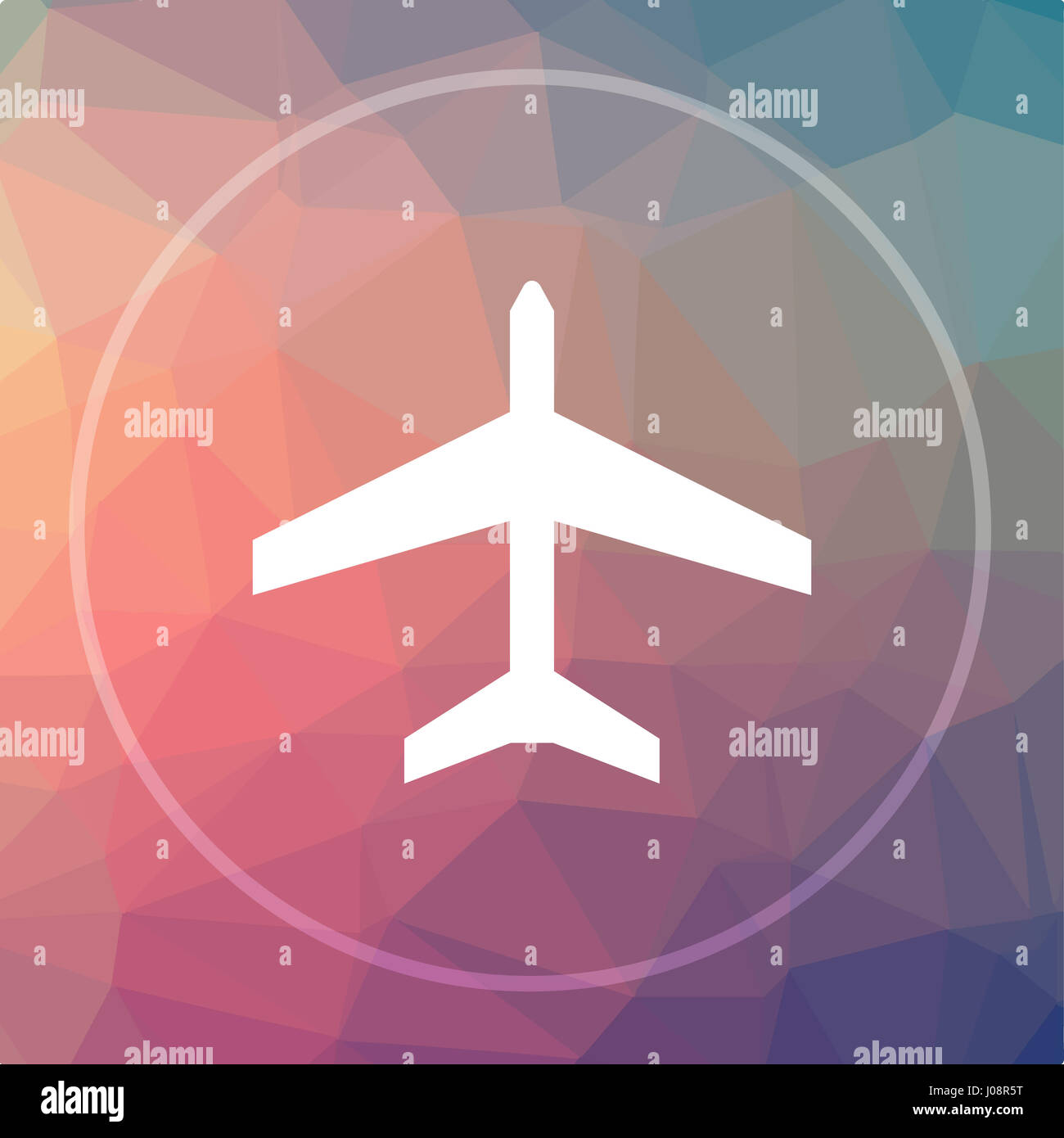 Plane icon. Plane website button on low poly background Stock Photo - Alamy