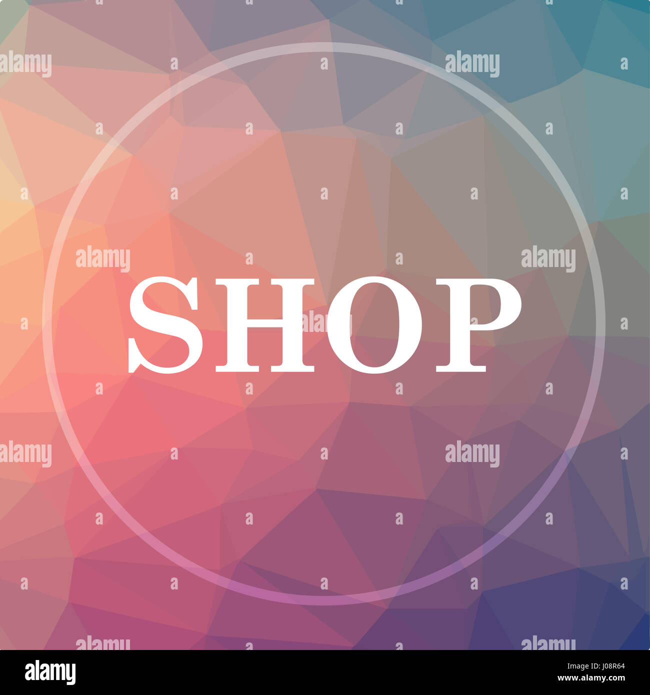 Shop icon. Shop website button on low poly background Stock Photo - Alamy