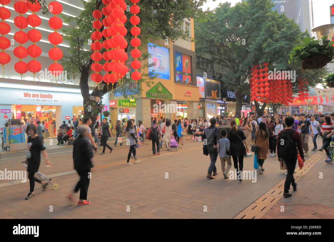 People visit Beijing Lu road shopping district in Guangzhou China Stock ...