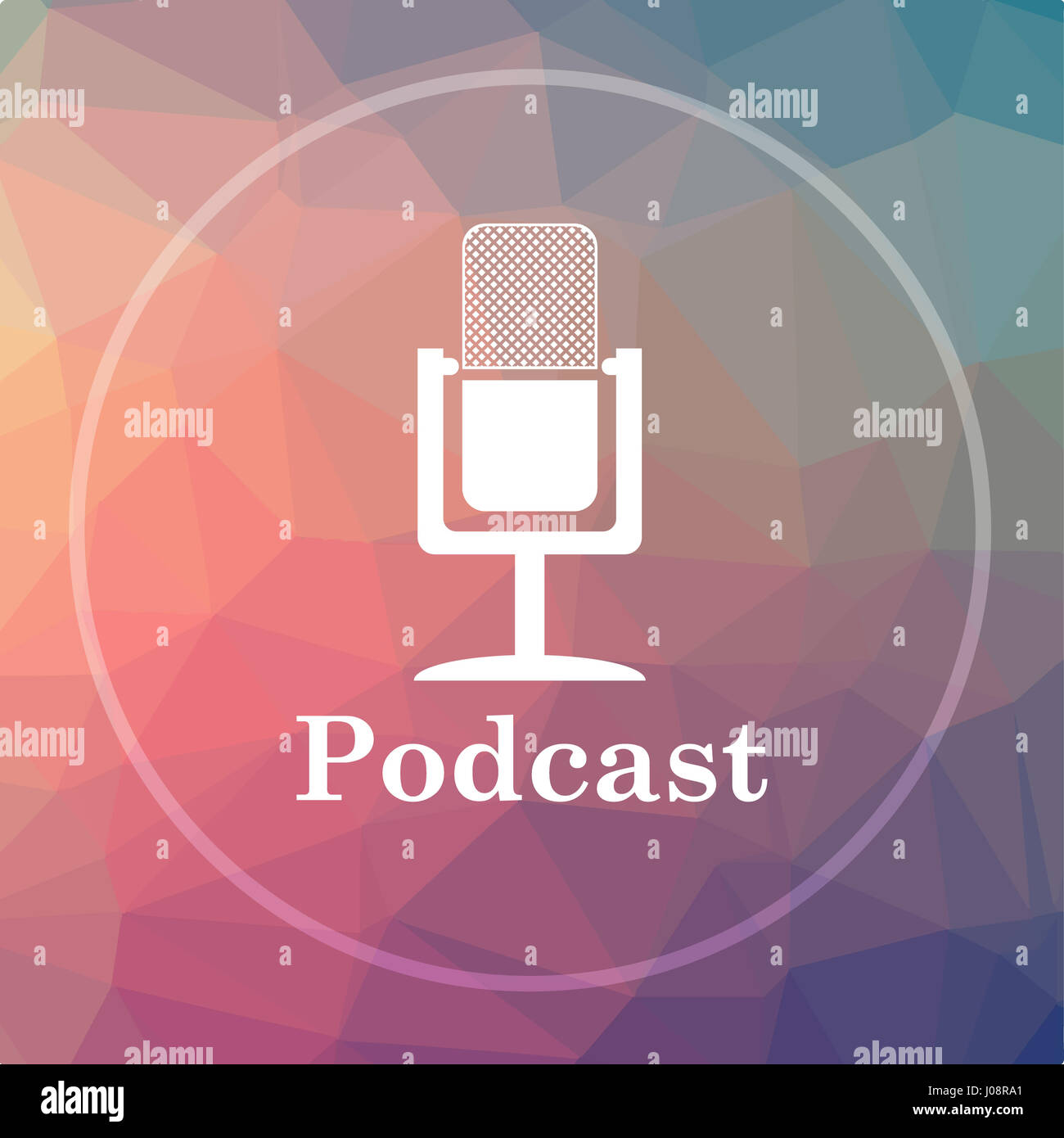 Podcast icon. Podcast website button on low poly background Stock Photo ...