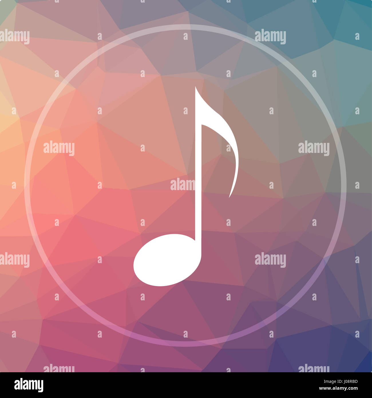 Musical note icon. Musical note website button on low poly background ...