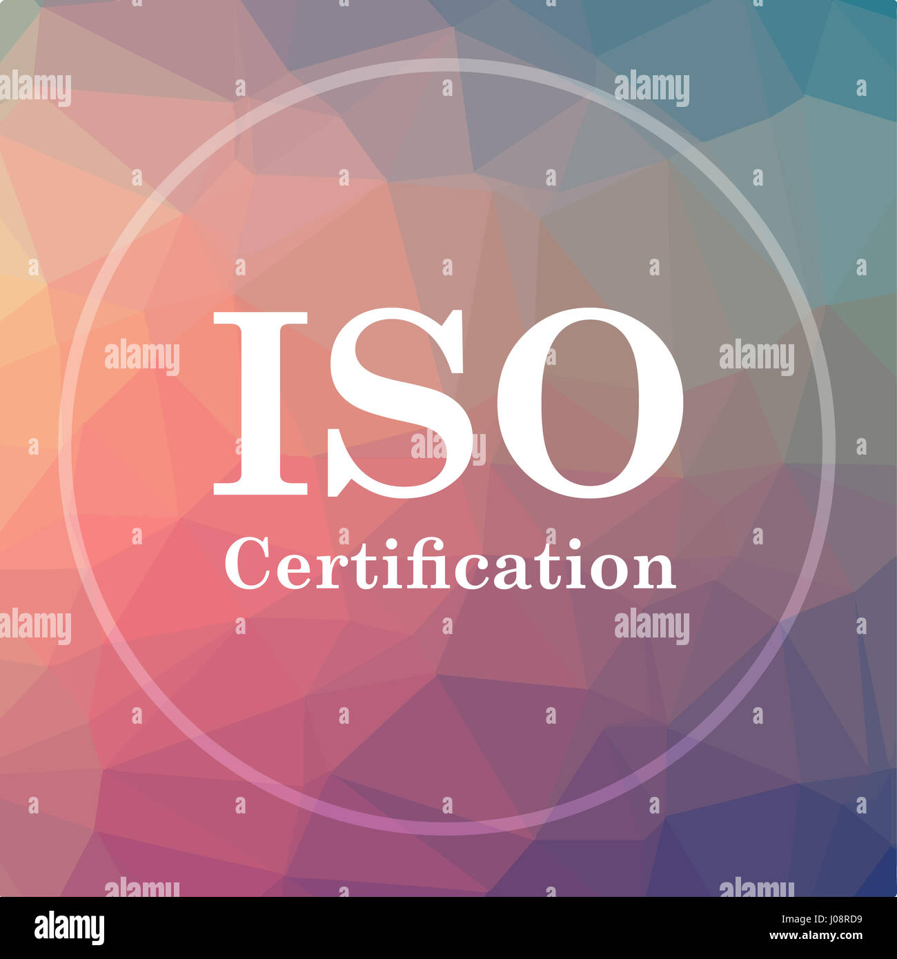 ISO certification icon. ISO certification website button on low poly ...