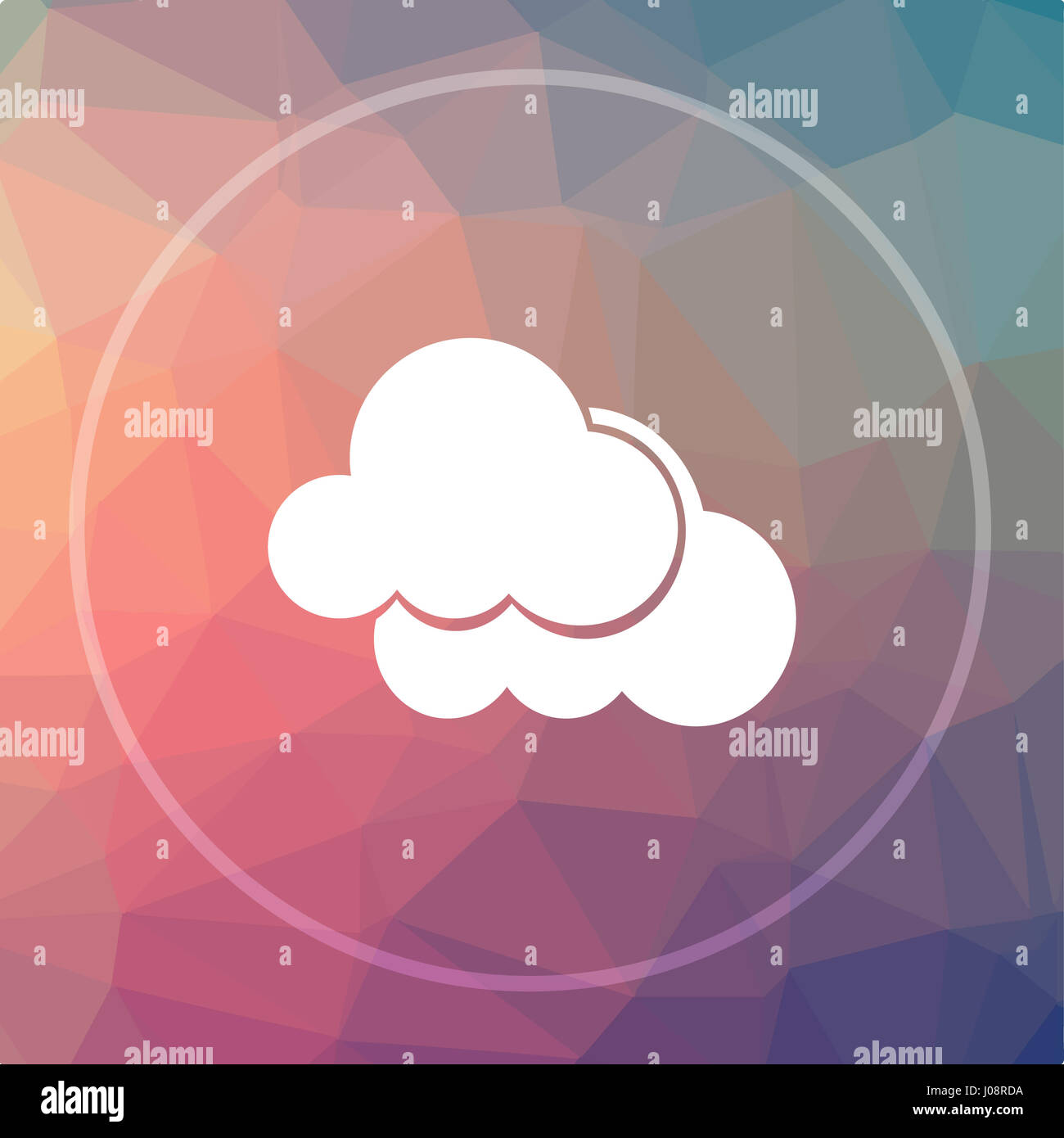 Clouds icon. Clouds website button on low poly background Stock Photo ...