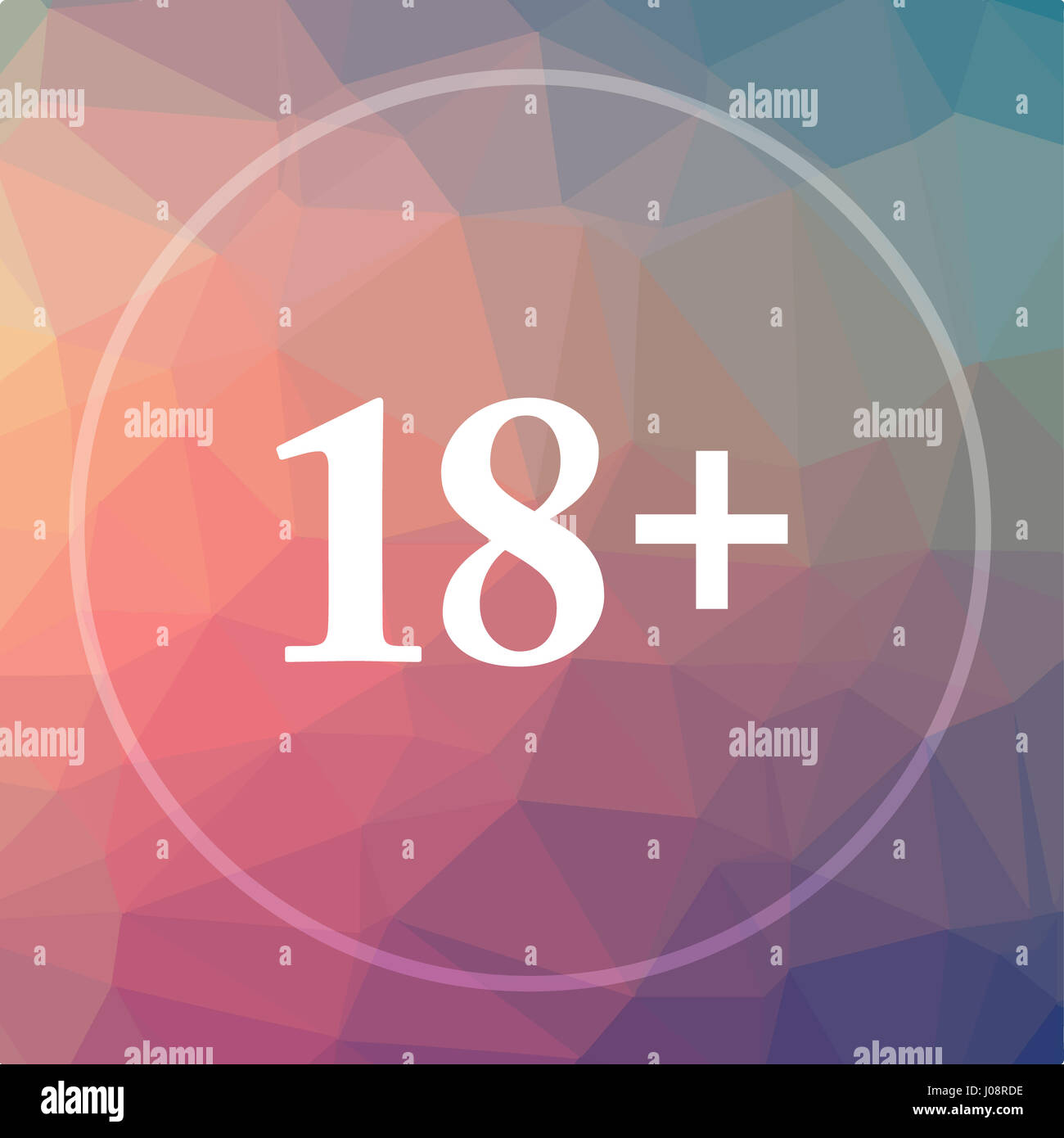 18 plus icon. 18 plus website button on low poly background Stock Photo ...