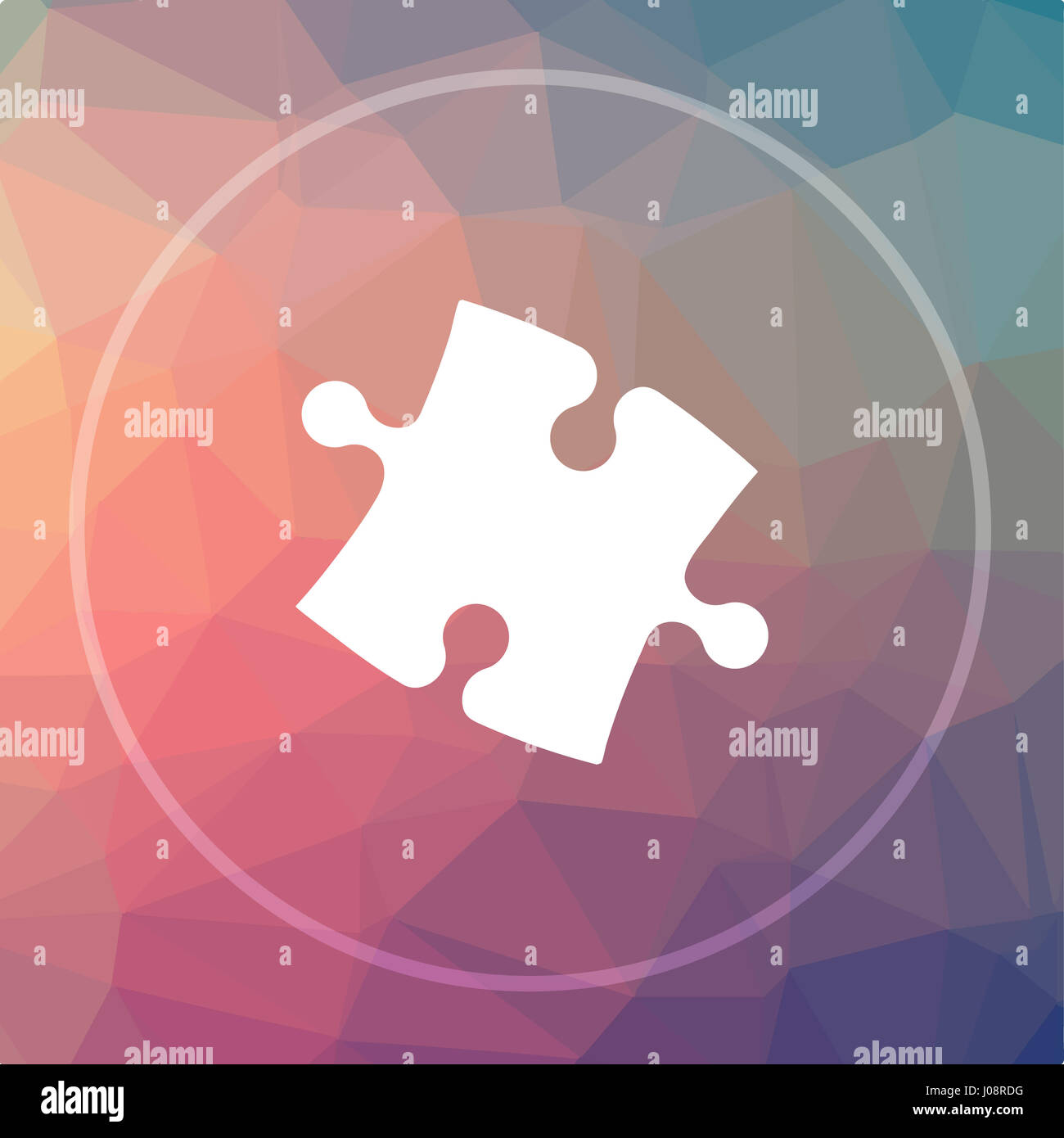 Puzzle piece icon. Puzzle piece website button on low poly background ...