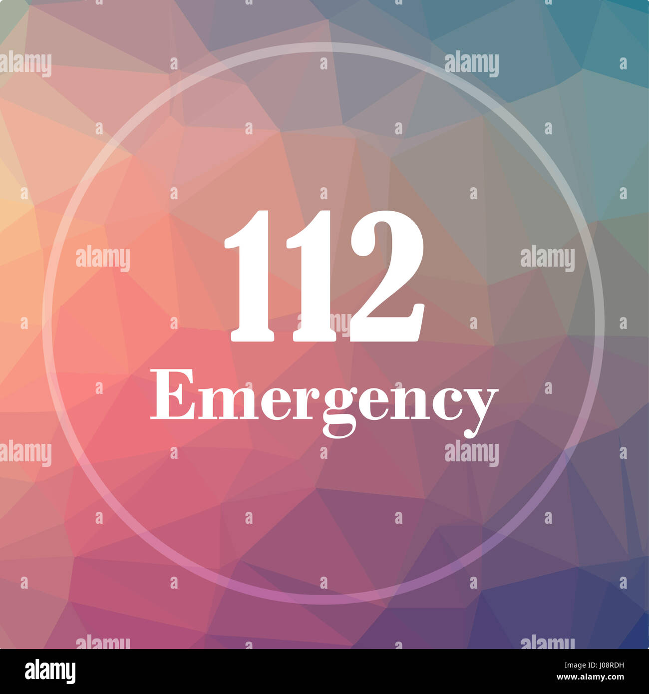 112 Emergency icon. 112 Emergency website button on low poly background ...