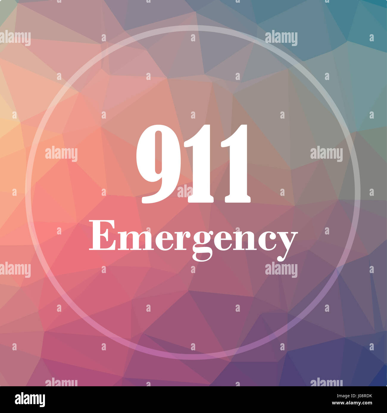 911 Emergency icon. 911 Emergency website button on low poly background ...