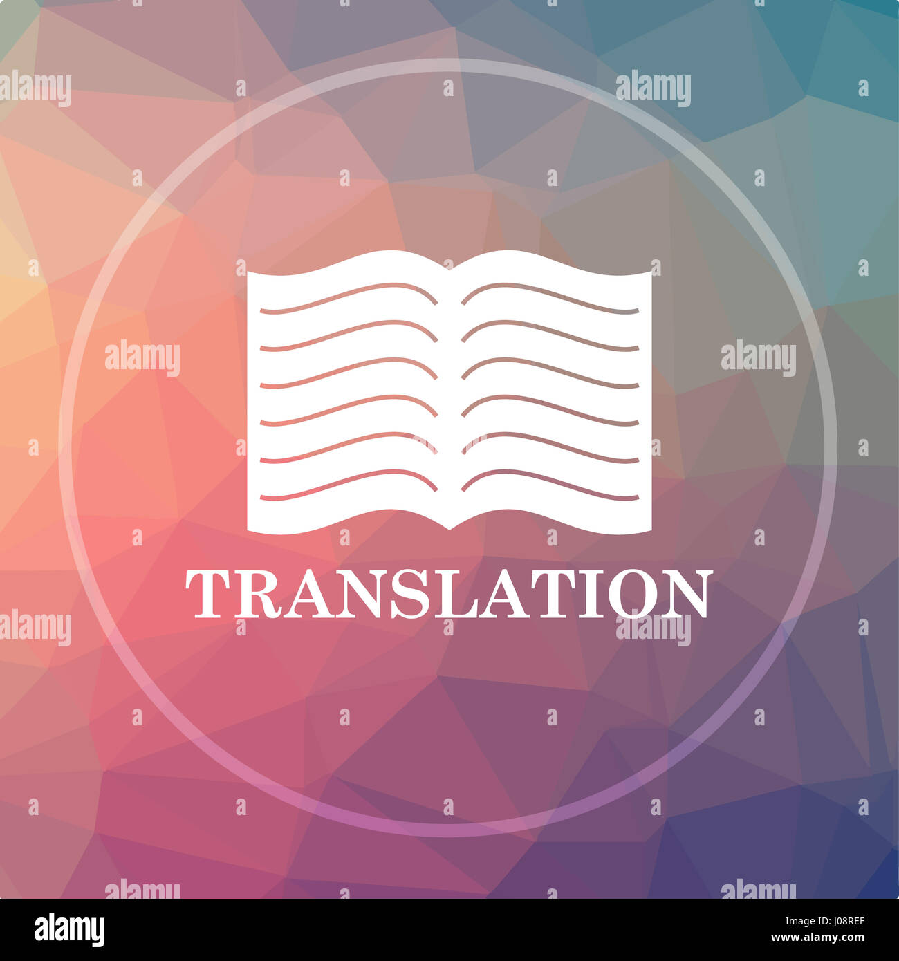 Translation book icon. Translation book website button on low poly ...