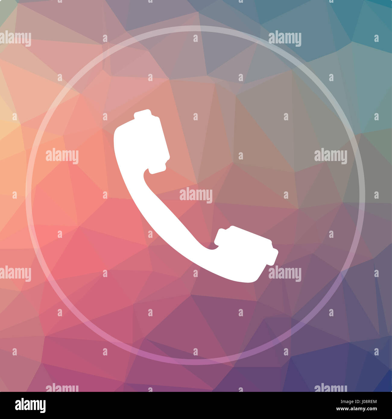 Phone icon. Phone website button on low poly background Stock Photo - Alamy