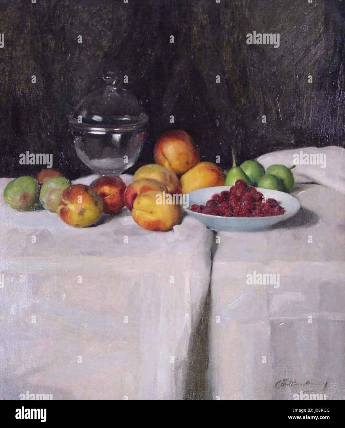 P. Molnár’s still-life painting features a composition of various ...