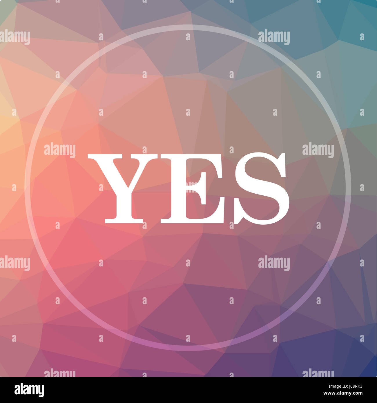 Yes icon. Yes website button on low poly background Stock Photo - Alamy