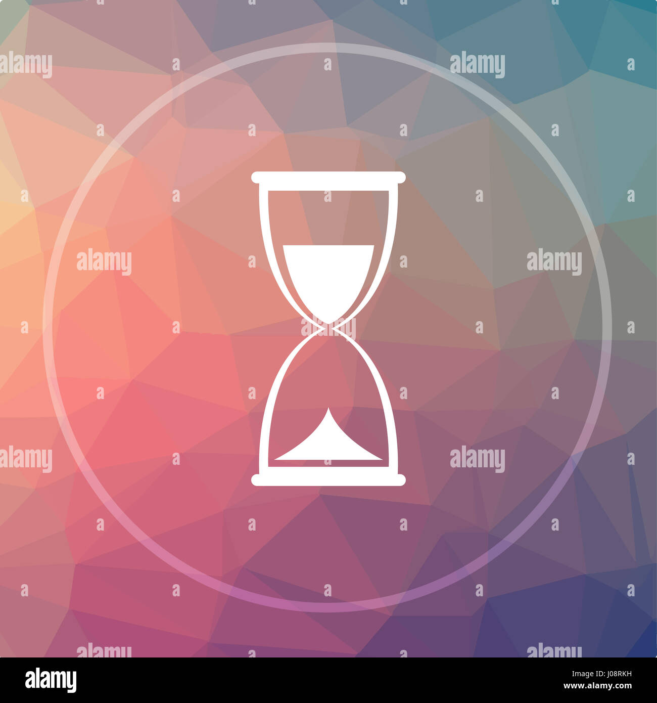 Hourglass icon. Hourglass website button on low poly background Stock ...