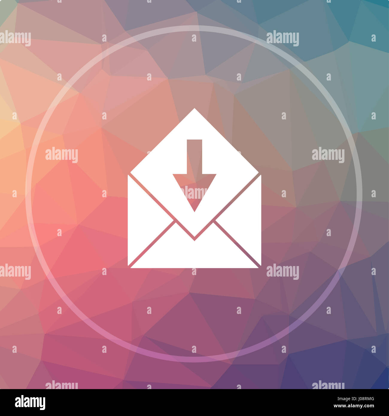 Receive e-mail icon. Receive e-mail website button on low poly ...