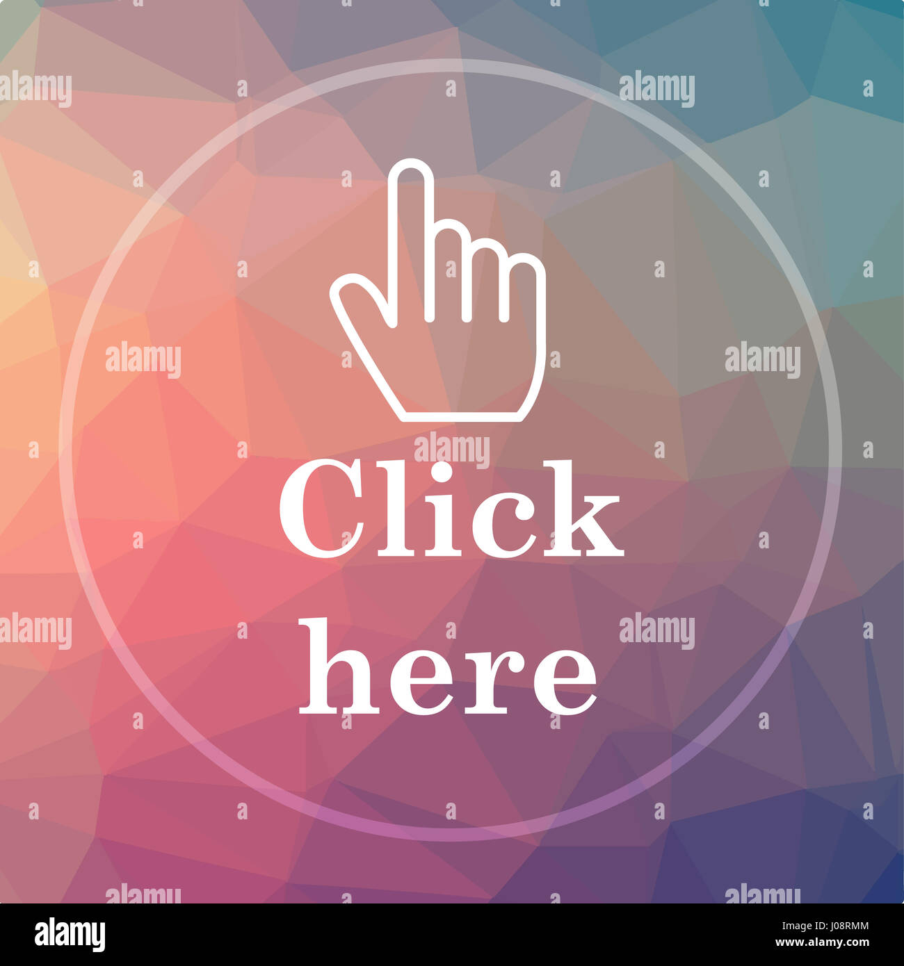 Click here icon. Click here website button on low poly background Stock ...
