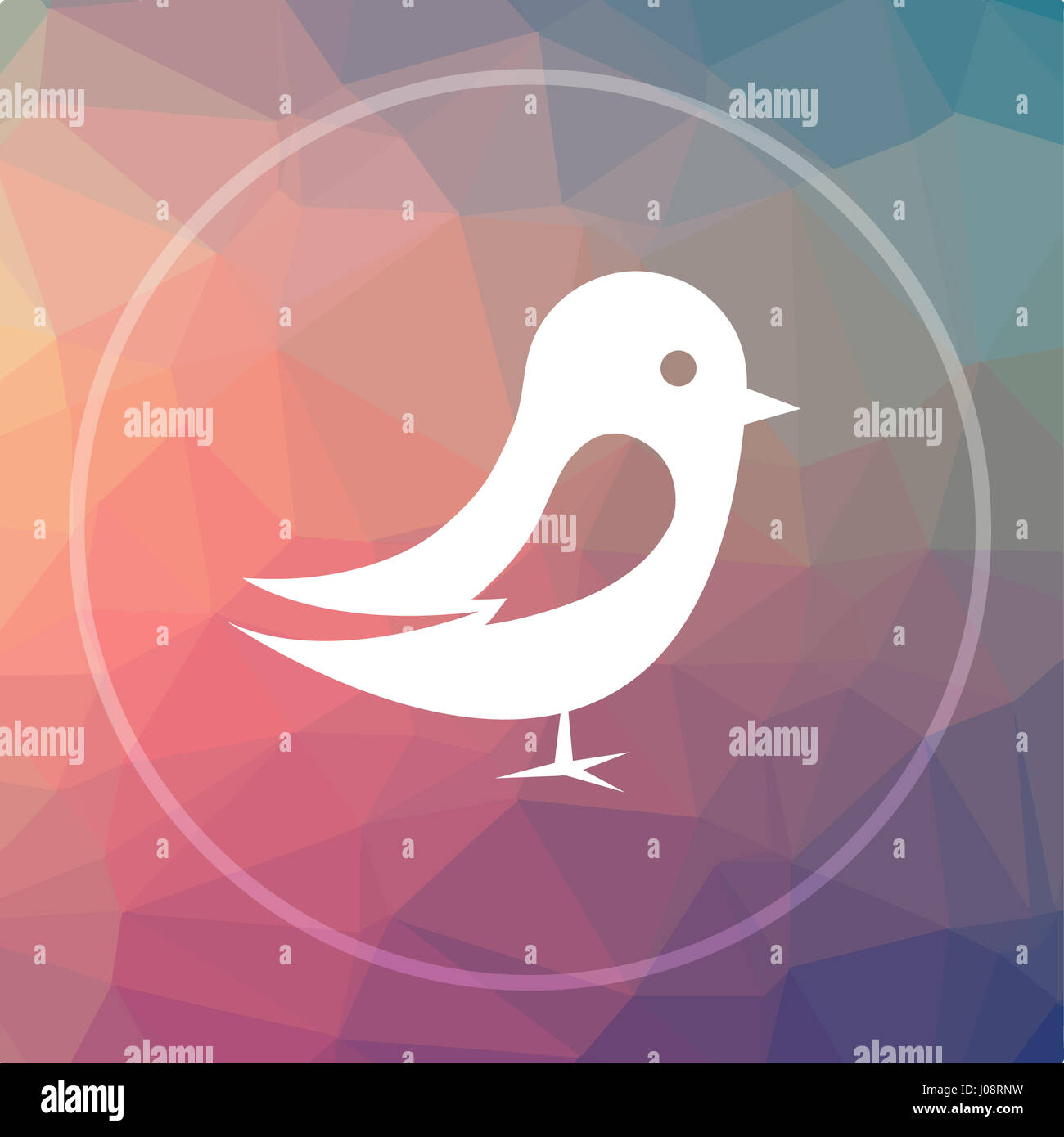 Bird icon. Bird website button on low poly background Stock Photo - Alamy