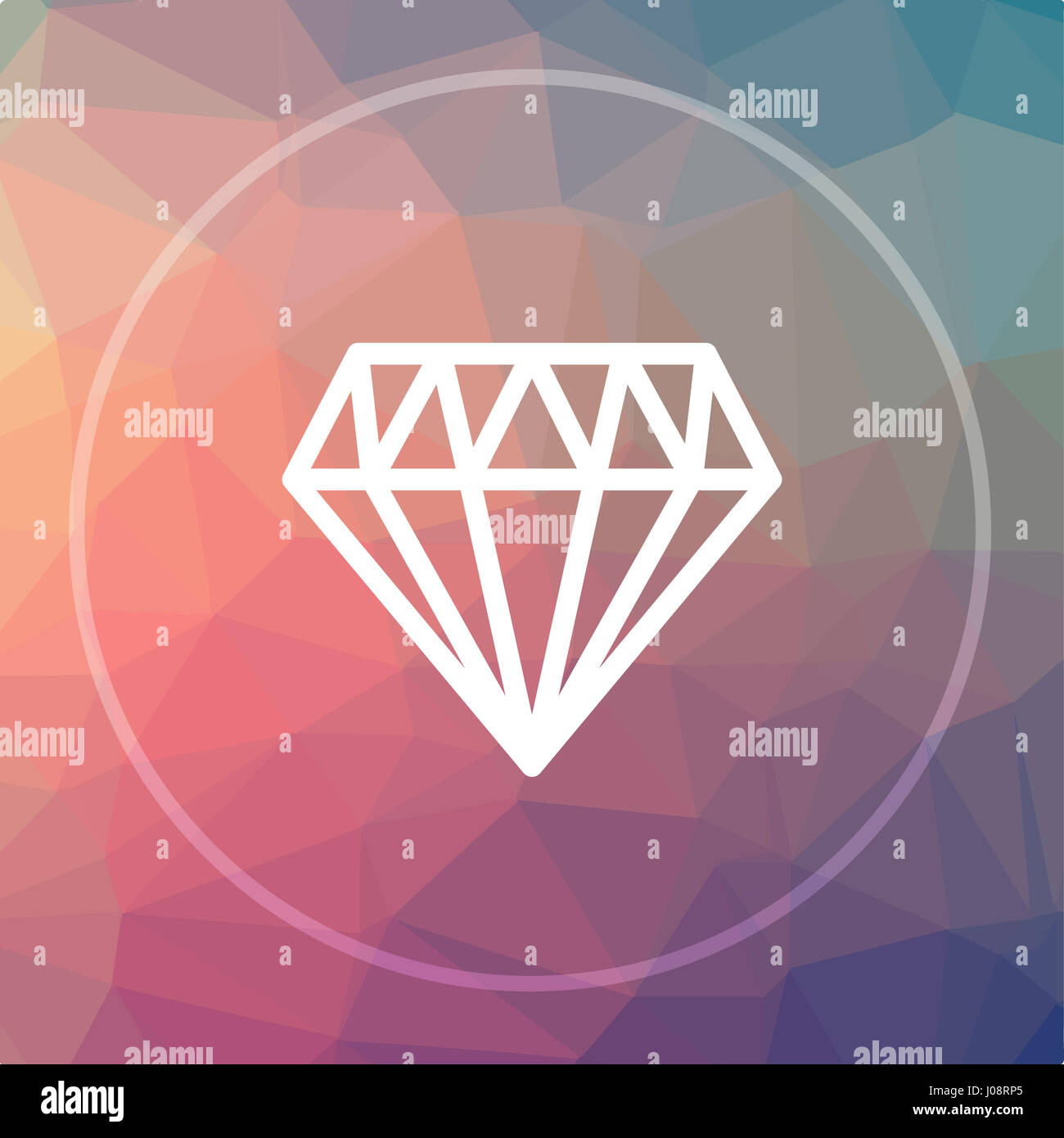 Diamond icon. Diamond website button on low poly background Stock Photo ...