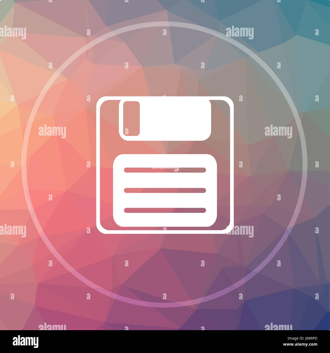 Save icon. Save website button on low poly background Stock Photo - Alamy