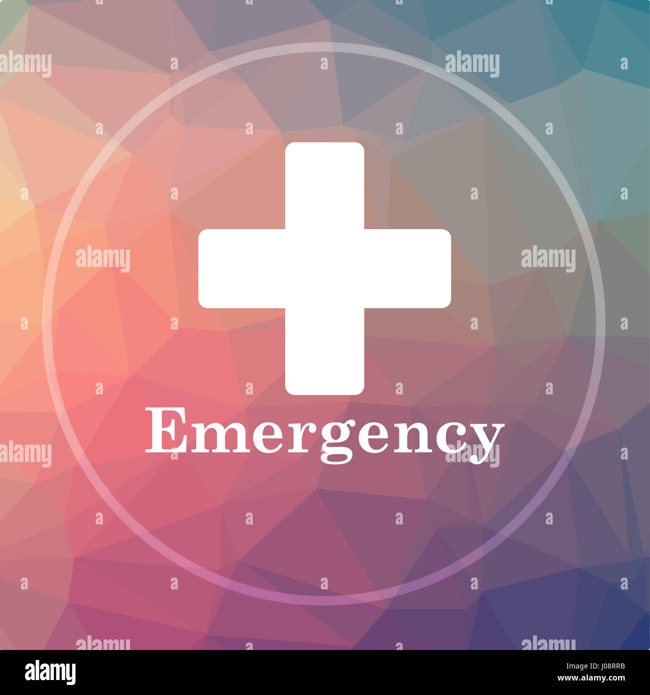 Emergency icon. Emergency website button on low poly background Stock ...