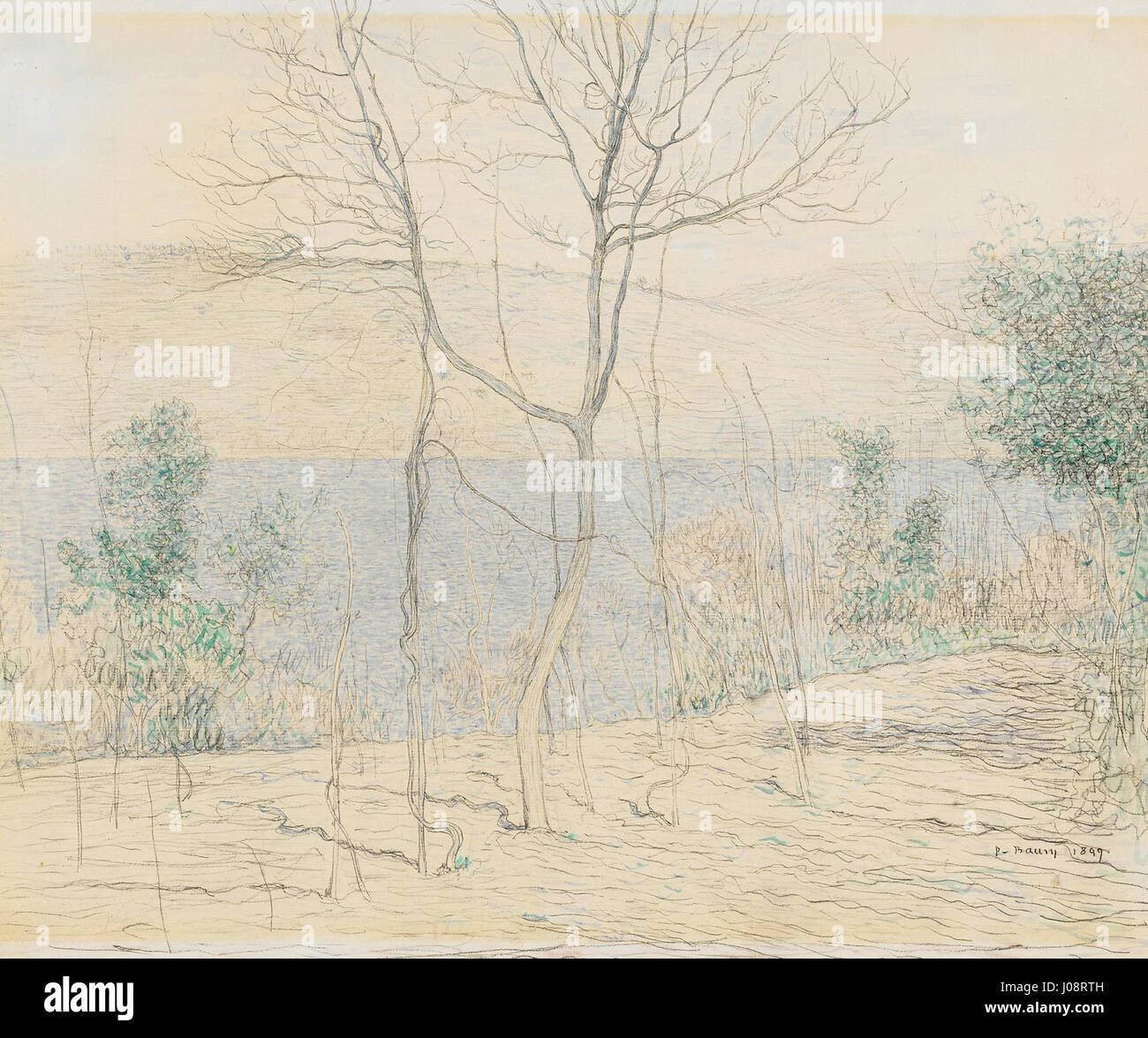 Paul Baum's 1899 artwork 'Early Spring Landscape at Lake Averno ...