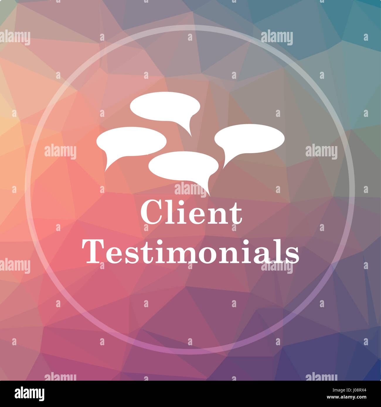 Client testimonials icon. Client testimonials website button on low ...