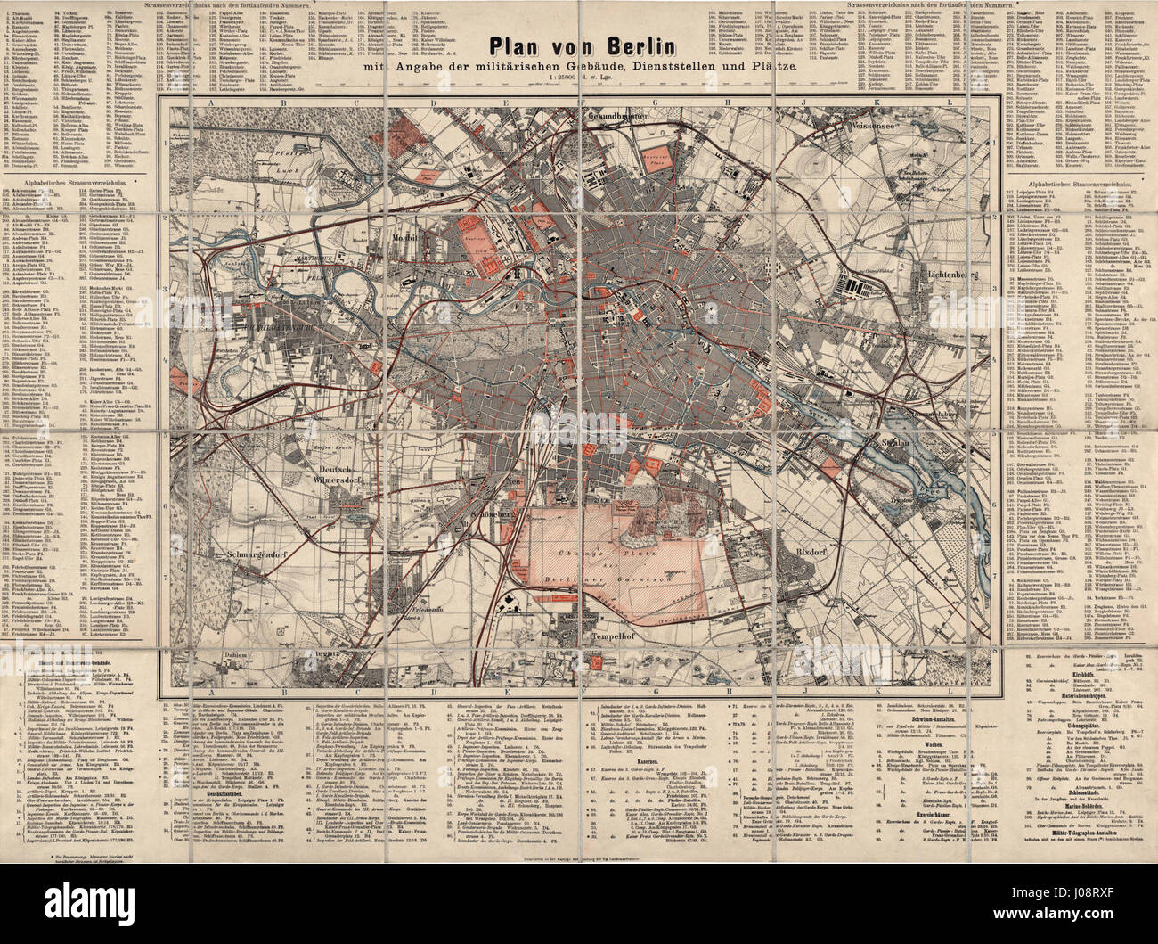 This 1888 map of Berlin highlights military buildings and installations ...