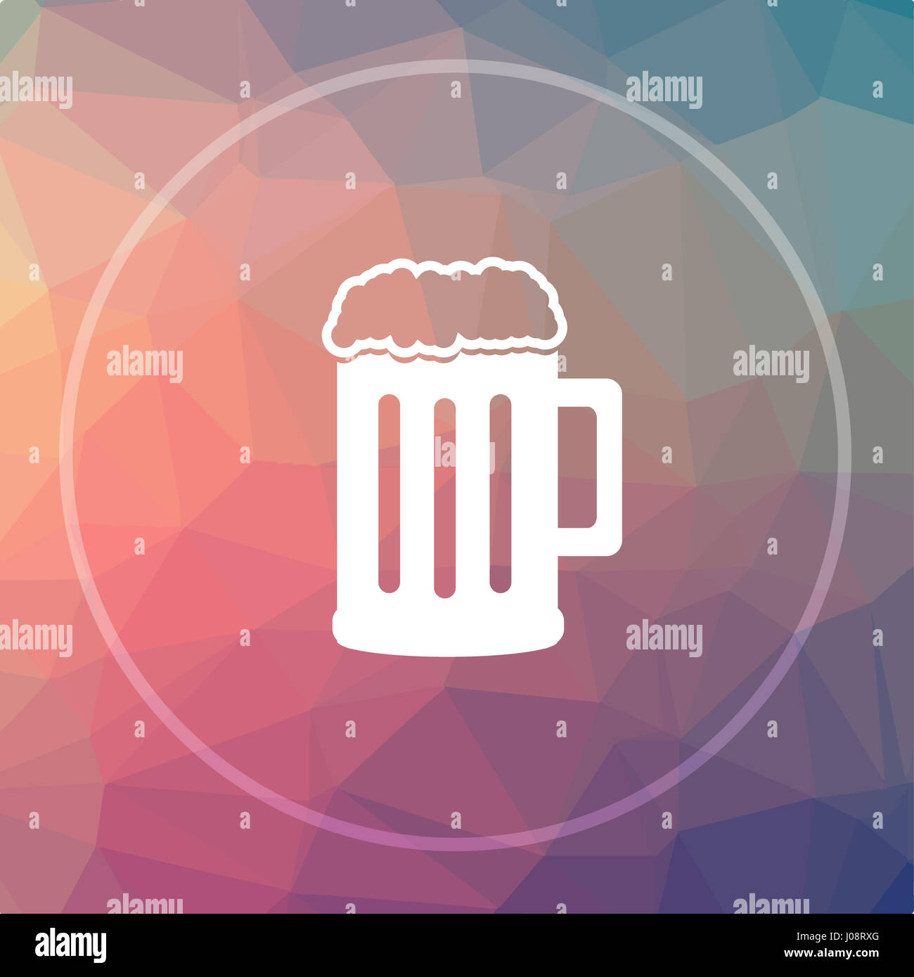 Beer icon. Beer website button on low poly background Stock Photo - Alamy