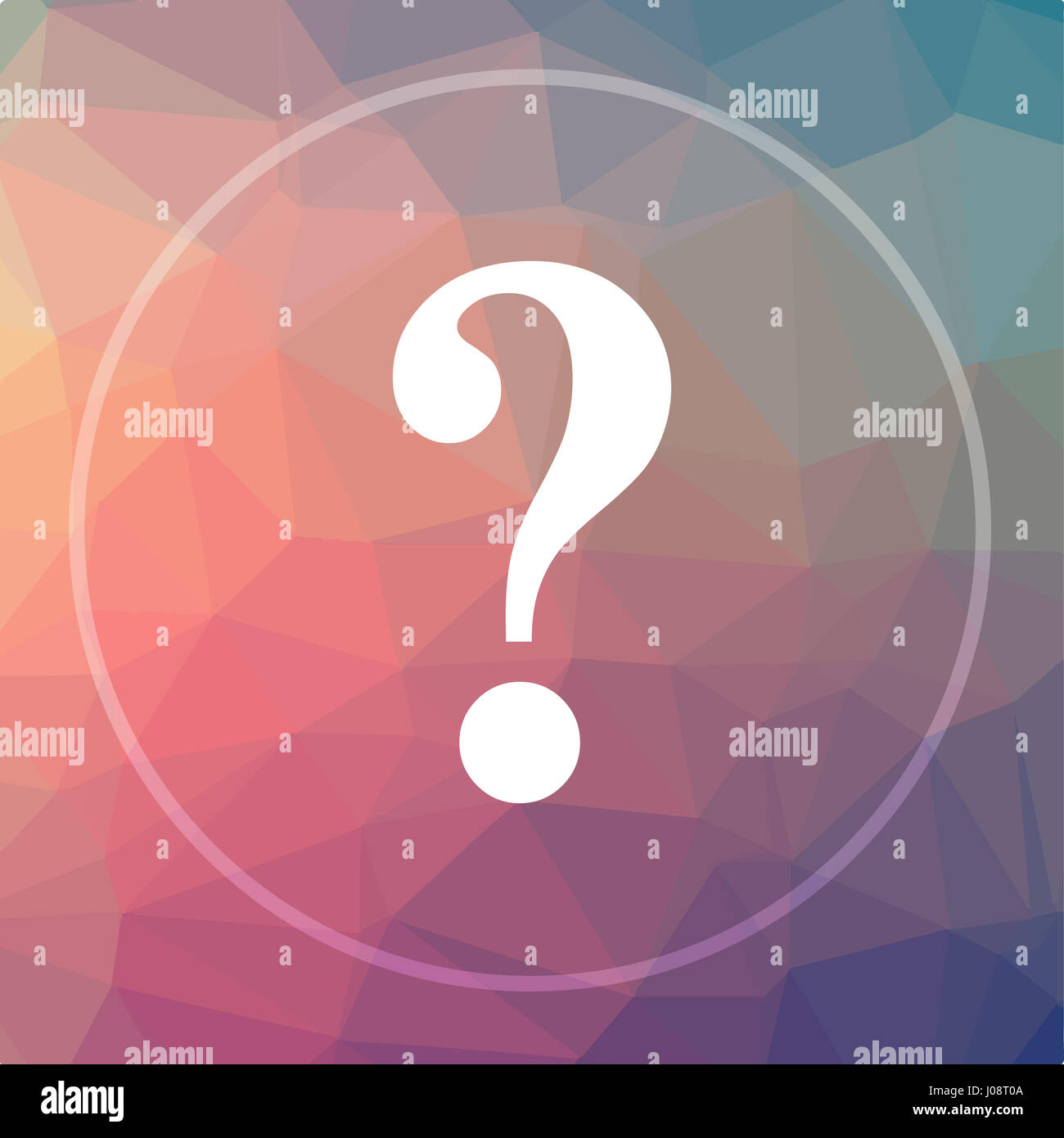 Question mark icon. Question mark website button on low poly background ...