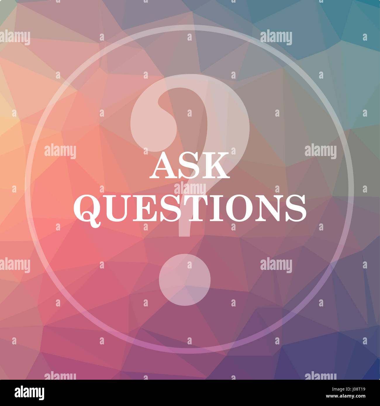 Ask questions icon. Ask questions website button on low poly background ...