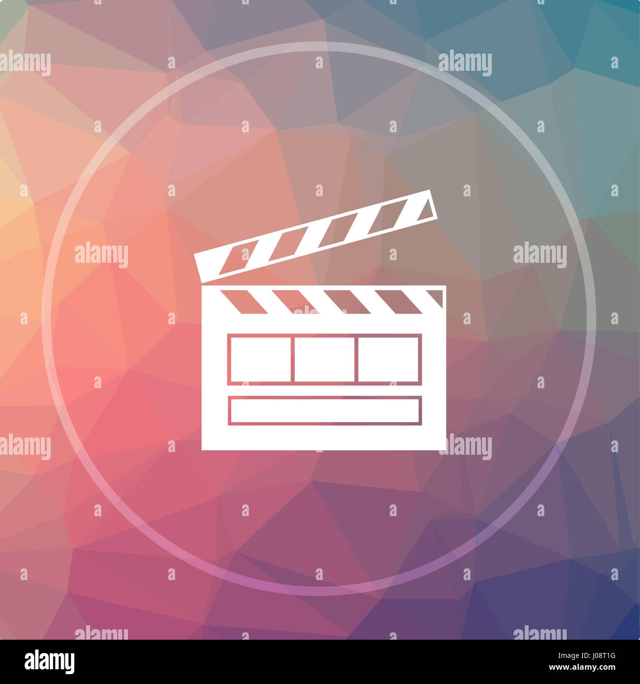 Movie icon. Movie website button on low poly background Stock Photo - Alamy