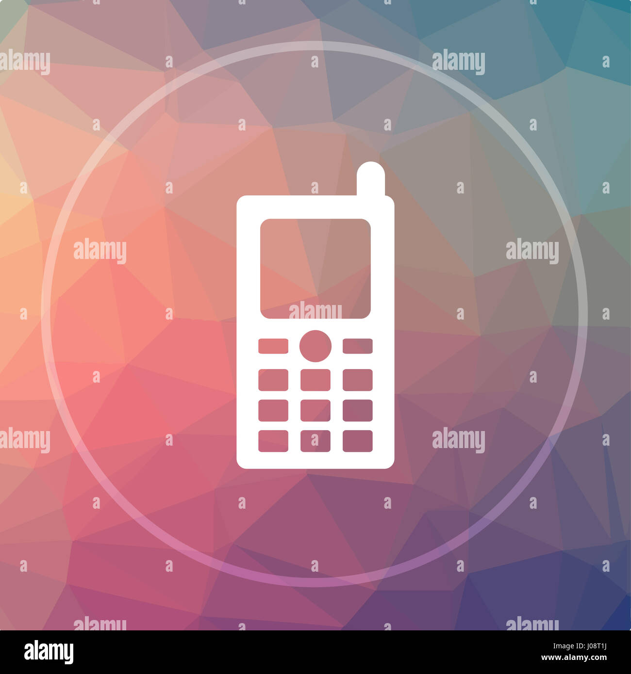 Mobile phone icon. Mobile phone website button on low poly background ...
